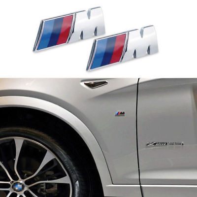 2x BMW M Sport Emblem Chrome Black Sticker Side Car M Power Badge 4.5 ...