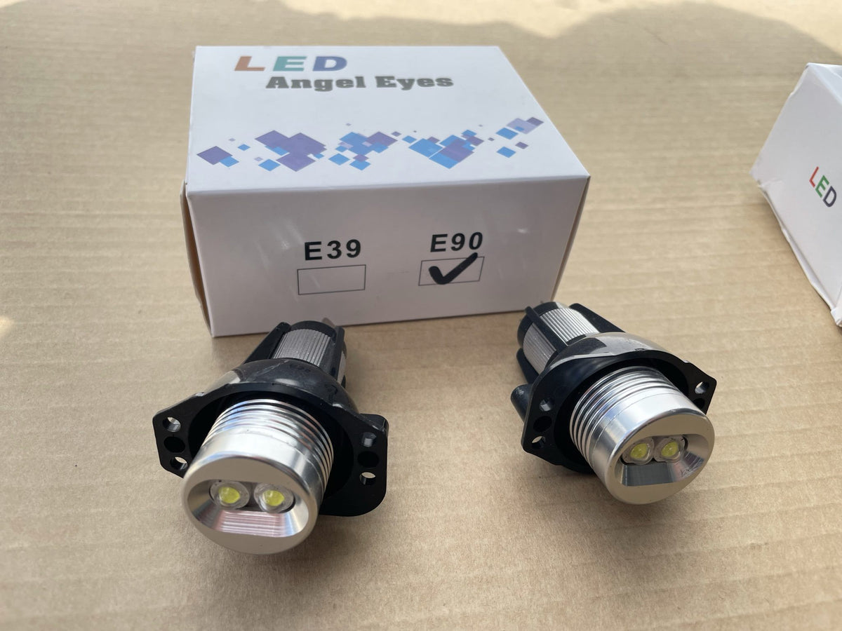 Pair LED Angel Eye Headlight For BMW E90 E91 White Lights Bulb Lamp ...