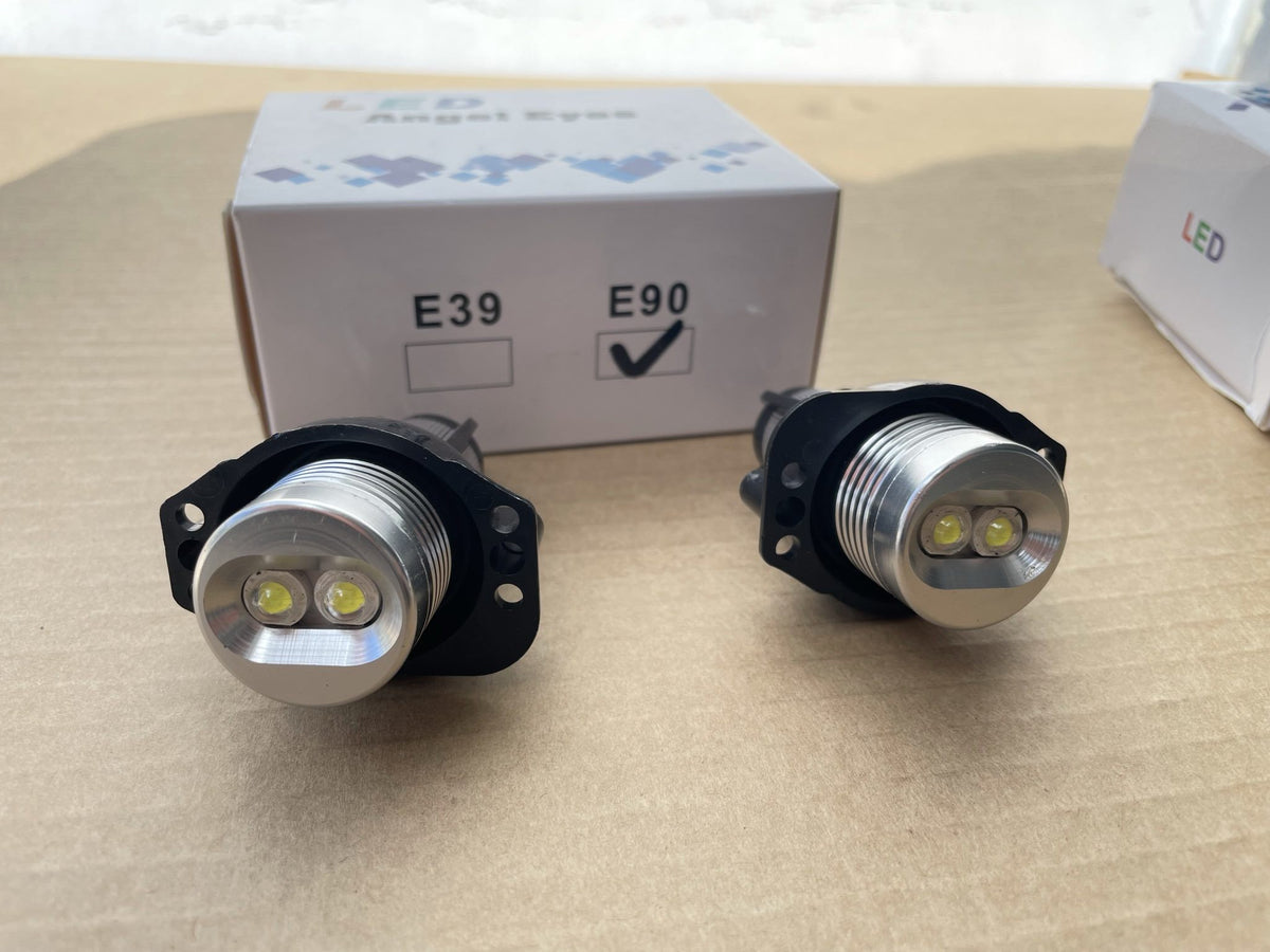 Pair LED Angel Eye Headlight For BMW E90 E91 White Lights Bulb Lamp ...